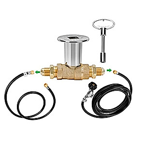 Stanbroil 1/2-Inch Straight Quarter-Turn Shut-Off Valve Kit for NG LP Gas Fire Pits with Polished Chrome Flange, 3-inch Key and 3/8 Male Flare x 1/2 NPT Fittings x 2