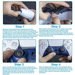 NexiGo PS5 Controller Skin, Custom DIY Faceplate Replacement Shell Decoration Accessories, Grip Decorative Strip for Sony Playstation 5 DualSense Controller, 2 Pack (Sliver & Sliver)