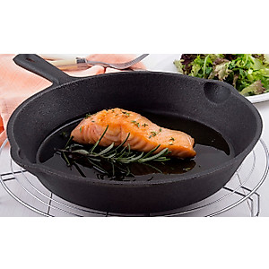 Eternal Living Cast Iron 3 Piece Skillet Set, Nonstick Pre-Seasoned Chemical Free & Heavy Duty for Use on Stove Top, Oven or Grill 6" 8” & 10”, Black