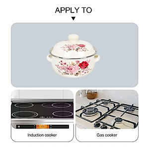 YARDWE Cake Pan Ceramic Soup Pot Vintage Stock Pot Soup Pot Enamel Stock Pot Stew Bowl: Vintage Soup Pot Stew Pan Enamel Cookware For Home Kitchen Stock Pot Enamel Pots Cooking Pot