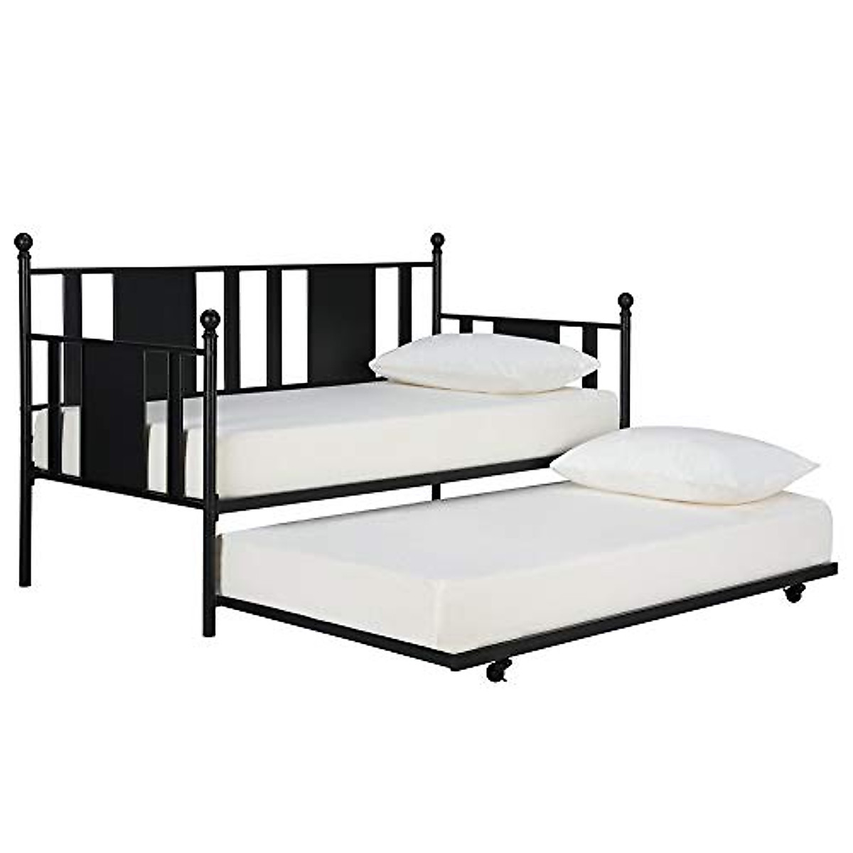 DHP Lavinia Metal Daybed with Trundle, Full Size Sofa Bed, Black