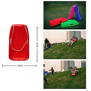 Gentlecarin Snow Sled, Toboggan Snow Sled Outdoor Plastic Snow Sled 2 Handles for Unisex Kids Adult Toboggan Sled Downhill