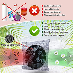 8 Pack Nature Fresh Bamboo Charcoal Air Purifying Bag, Activated Charcoal Bags Odor Absorber for Home Shoe Closet Gym Bag Fridge Pet Car Kitchen Large Room Smoke Drawer Refrigerator Strong Deodorizer Freshener Moisture Remover and Smell Eliminator