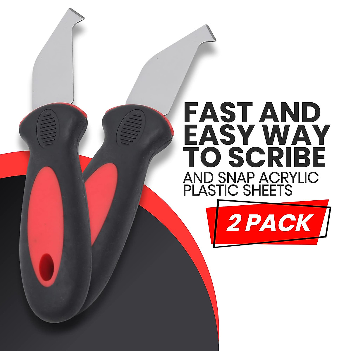 (2-Pack) Plexiglass Scoring Tool - Extra-Sharp Steel Blade for Clean Snap Lines - Suitable for Acrylic, Plastic, and Styrene Sheets