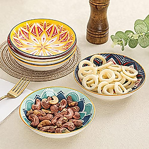 AHX Small Bowls - Ice Cream Dessert Bowl 8.5 oz - Ceramic Bowl Set of 6 - Colorful Shallow Bowl for Side Dish | Snack | Appetizer - Microwave and Dishwasher Safe - 5.5 x 1.3 Inches