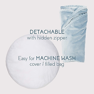 YIUOR Velvet Floor Pillows Round Chair Cushion Couch Throw Pillow Soft Pouf Seat Mattress Bean Bag for Reading Nook Play Room (19.7IN, Baby Blue)