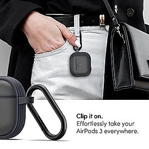 CYRILL Airpods 3 Generation Case Cover Color Brick with Carabiner Designed for Airpods 3 Generation Case (2021) [Front LED Visible] - Dark Gray