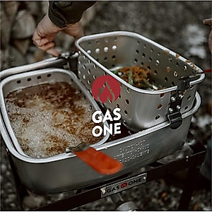 Gas One Double Fryer with 2 Baskets Propane Burners for Outdoor Cooking – Heavy Duty 18Qt Aluminum Pot Outdoor Deep Fryer with Cast Iron Burner – Propane Deep Fryer with Thermometer