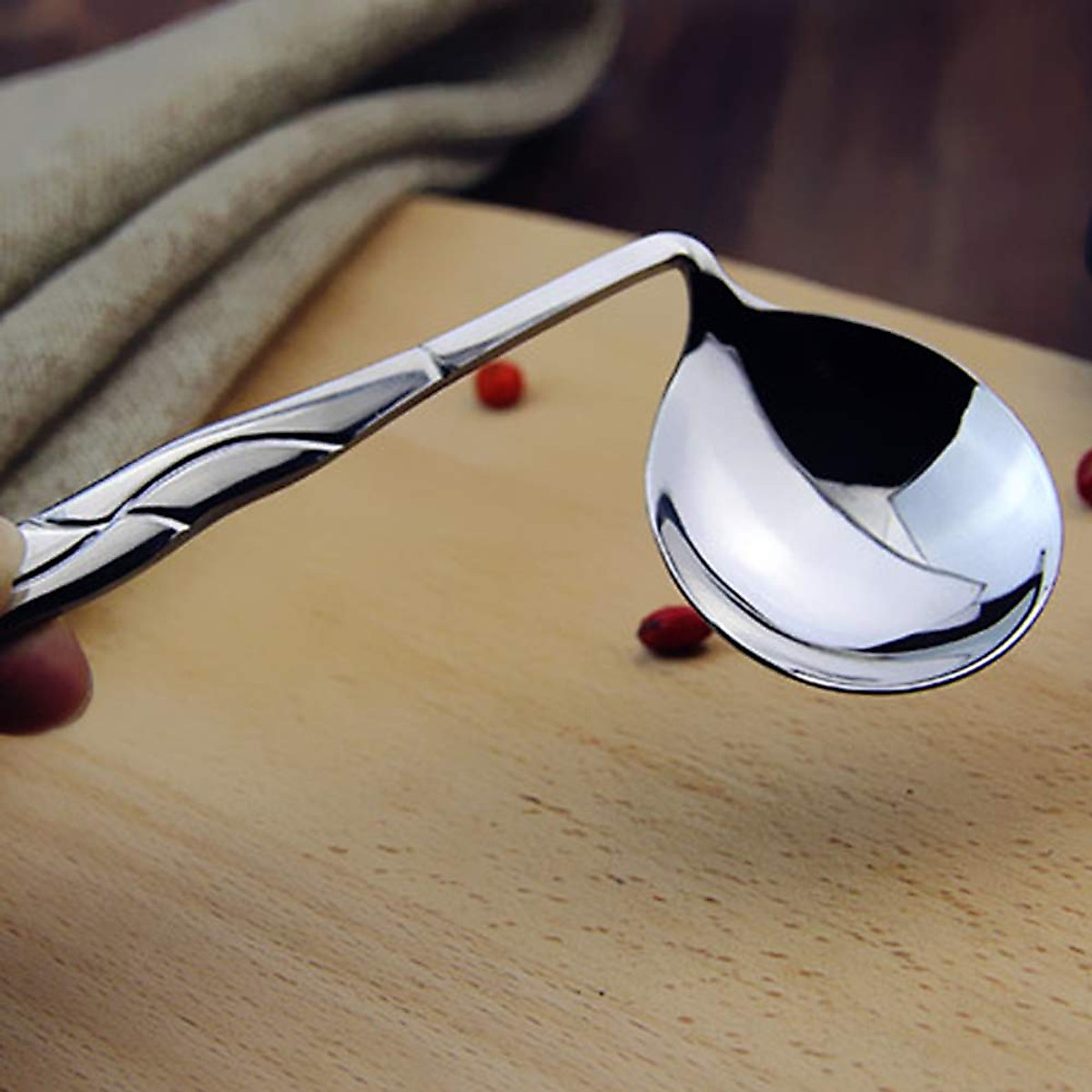 Trycooling Stainless Steel Self-feeding Curved Utensil Angled Spoon Left Right Handed for Elderly Patients (Right Hand)