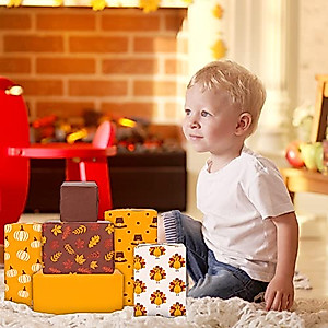 Whaline 90 Sheet Fall Thanksgiving Tissue Paper 6 Designs Brown Yellow Wrap Tissue Paper with Pumpkin Leaves Turkey Pattern Autumn Gift Wrapping Accessory for Thanksgiving Gift Packing DIY Craft