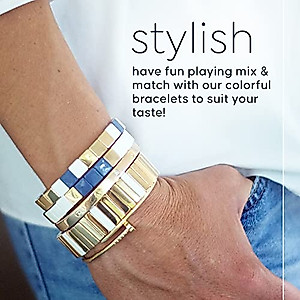 Cedar and Ink Stackable Bracelets, Tile Bracelets for Women, Stackable Enamel Bracelets, Enamel Bangle Bracelet, Gifts for Women - Nautical Mile