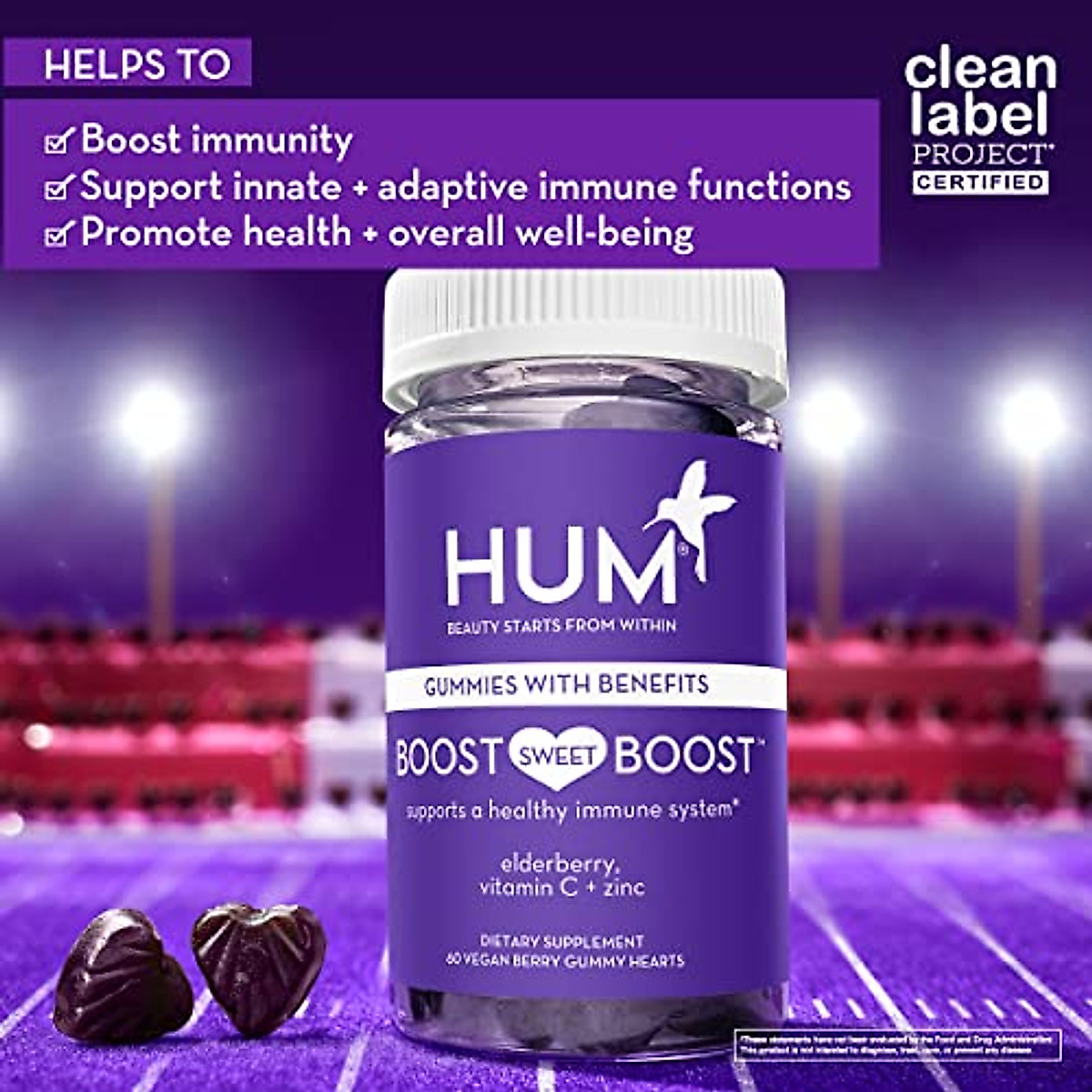 HUM Boost Sweet Boost - Immune Support Gummies with Vitamin C, Zinc & Elderberry - Elderberry Gummies for Immune System Support & General Wellness (60 Vegan Gummies)