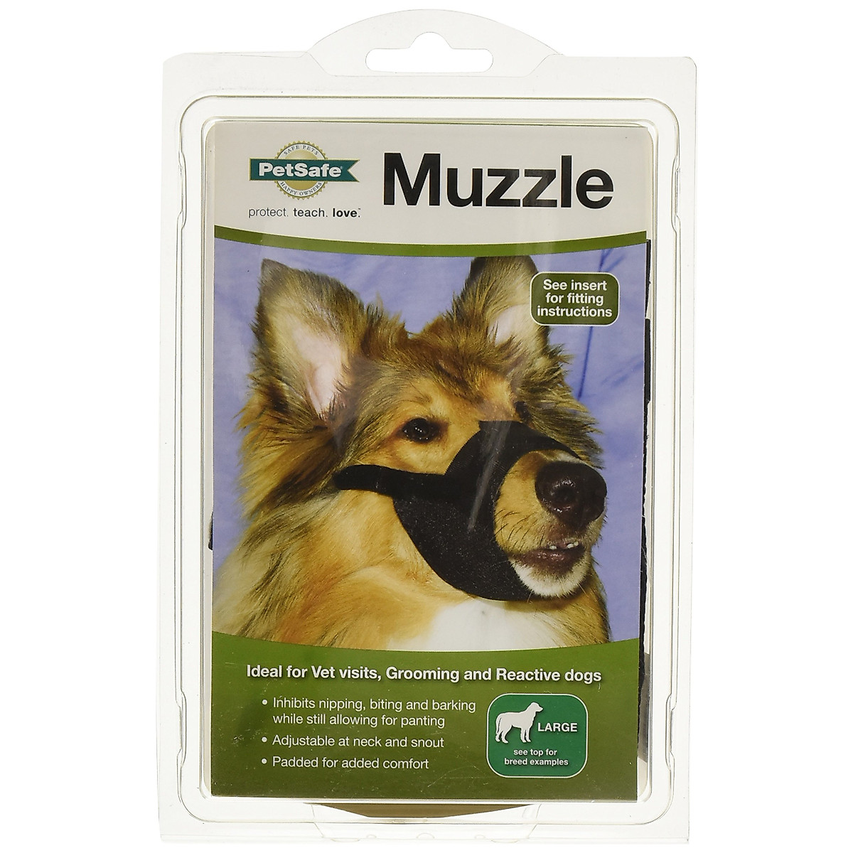 PetSafe Dog Muzzle - Large, Black - Comfortable Padding - Adjustable Sizing for Small, Medium and Large Dogs - Prevents Biting - Allows Room to Pant - Perfect for Visits to The Vet or Groomer