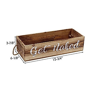 Get Naked Farmhouse Toilet Paper Basket, Rustic Wooden Bathroom Decor Box, Bathroom Organizer Over Toilet, Funny Toilet Paper Storage with Rope Handle, Brown