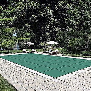 Happybuy Pool Safety Cover Fits 20x40ft Rectangle Inground Safety Pool Cover Green Mesh Solid Pool Safety Cover for Swimming Pool Winter Safety Cover