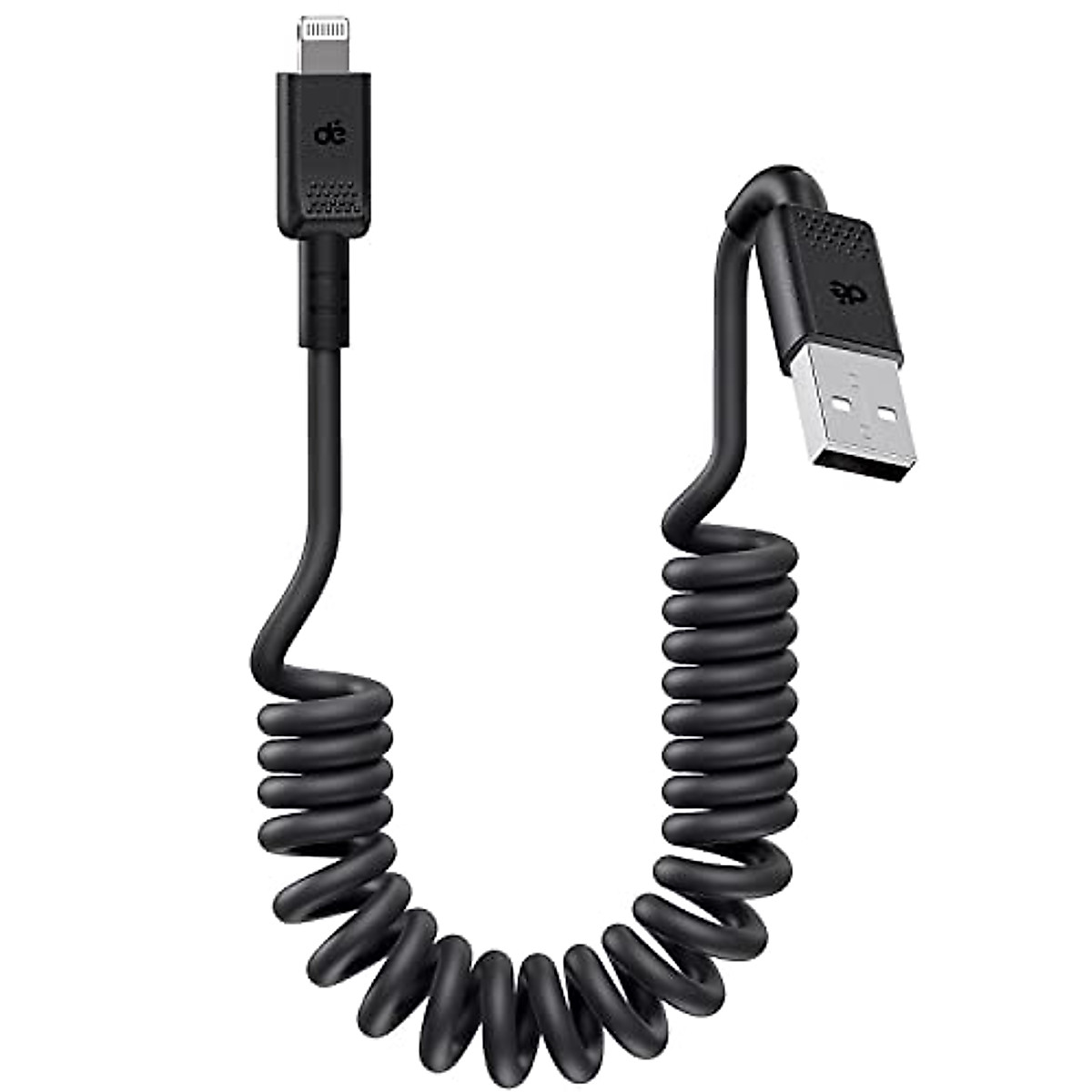 dé Coiled Lightning Cable, USB to Lightning Cable 3.3ft [MFi Certified & CarPlay Compatible], for iPhone 12 Pro Max/12/12 mini/13/11 Pro/X/8/iPad