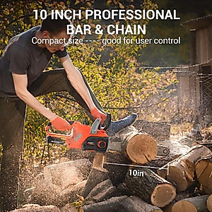 MAXLANDER 10-Inch Battery Operated Chainsaw, 20V Cordless Chainsaw, 2 Pcs 2.0Ah Batteries with Charger, Auto-Tension, Auto-Lubrication, Lightweight