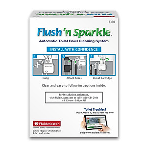 Fluidmaster 8300 Flush 'n Sparkle Automatic Toilet Bowl Cleaning System with Bleach Cartridge