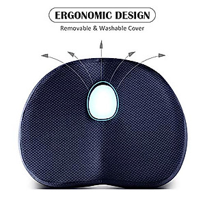 Office Chair Cushion for Butt,Comfort Memory Foam Seat Cushion,Ergonomic Chair Pad Pillow,Tailbone Pain Relief Cushion,Machine Washable Cover-Bamboo Charcoal Memory Foam