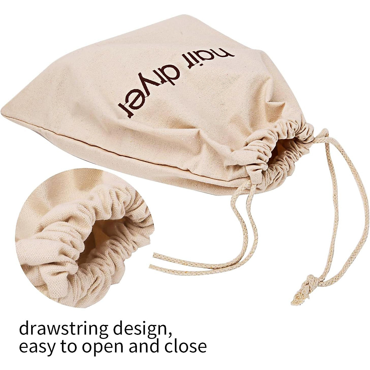 Hair Dryer Bags Drawstring Bag Container Hairdryer Bag for Travel Bathroom (Light Grey)