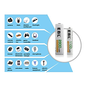 EBL 16 Counts AA Rechargeable Battery with 808U Battery Charger Combo