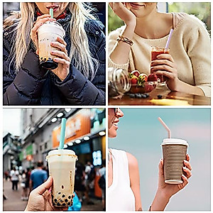 8Pcs Reusable Silicone Straws, Long Smoothie Drinking Straws with Cleaning Brushes for 20oz 30oz Tumblers, Milkshakes, Bubble Tea