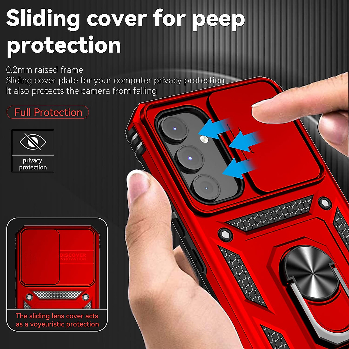 for Galaxy A54 5G Phone Case,with Screen Protectors and Camera Cover,[Military Grade] 16ft.Drop Tested Cover with Magnetic Kickstand Protective Case for Galaxy A54 5G, Red