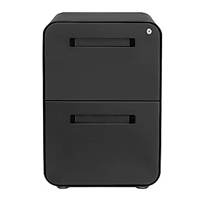 Laura Davidson Furniture Stockpile 2 Drawer Mobile File Cabinet with Lock - Under Desk Metal Filing Cabinet, Legal/Letter File Folders, Wheels and Stationary Feet, Pre-Assembled, Black