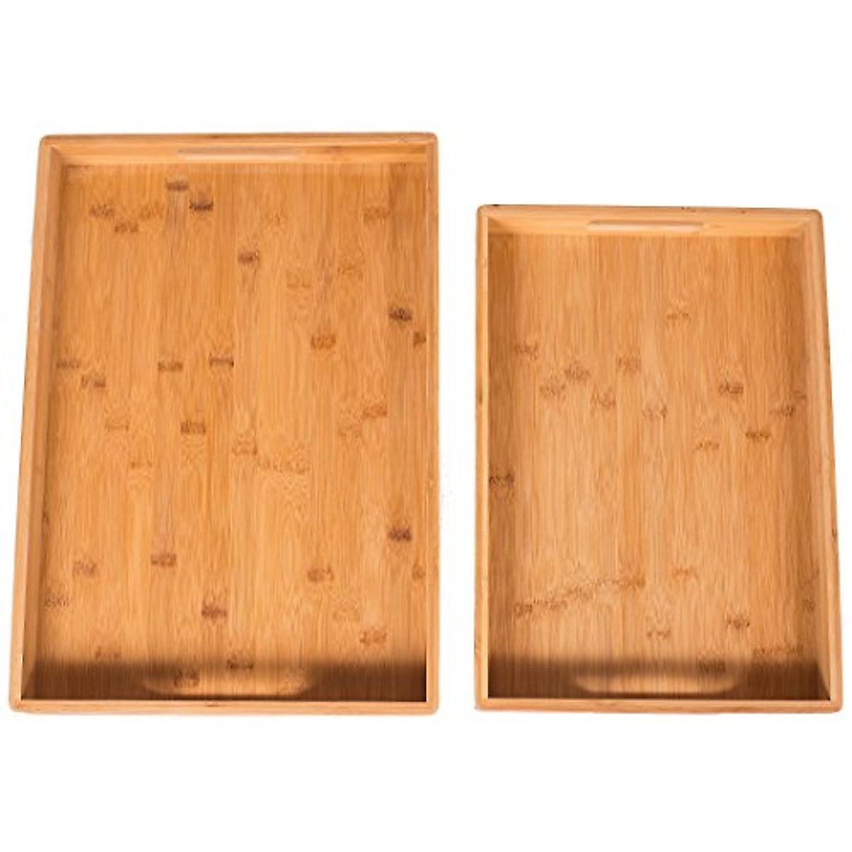 BirdRock Home 2pc Bamboo Serving Trays Set with Handles - Wood - Food - Breakfast Tray - Party Platter - Nesting - Kitchen and Dining
