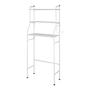 Flandre Over The Toilet Rack 3 Shelf Bathroom Space Saver Storage Organizer Corner Stand Bathroom Cabinet Tower Shelf 22.5" W x 9.8" D x 59.5" H (White)