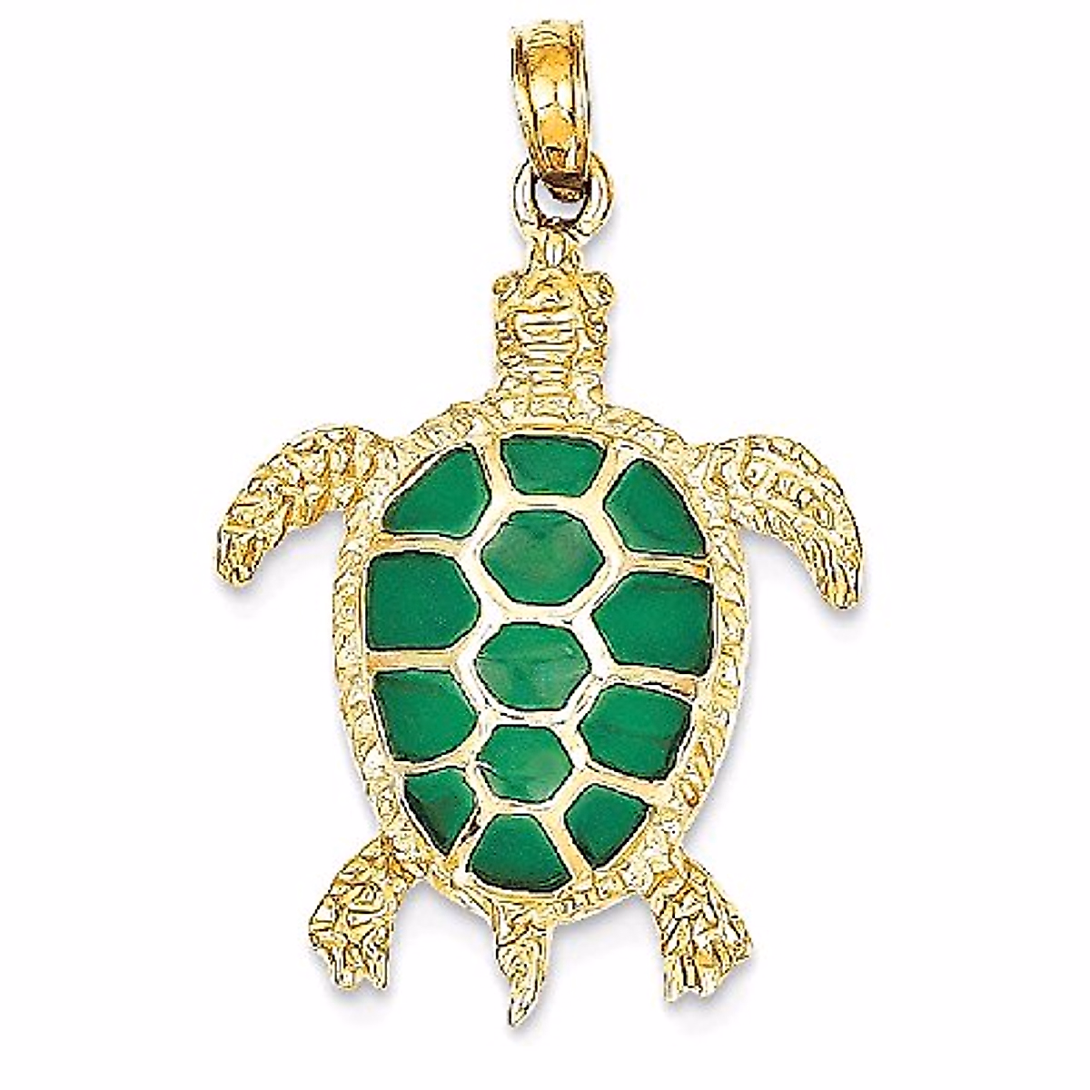 IceCarats 14K Yellow Gold Green Sea Turtle Necklace Charm Pendant 30mm x 18mm Only
