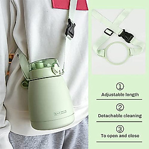 MOIOIBE 32oz Insulated Water Bottle with Straw for Women Kawaii Water Bottle for Kids Big Green Water Jug Cute Bottles with Strap Leak-proof and No Sweat