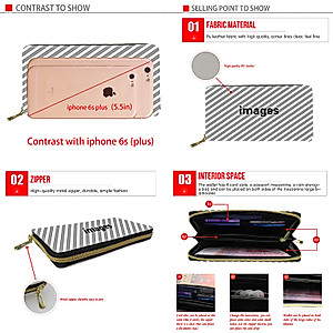 AFPANQZ Gothic Sugar Skulls Women's Wallets Large Capacity with RFID Protection Leather Long Clutch Phone Holder Zip Inner Pocket Multi-Cards Slots Large Travel Wallet Bifold Purses Silver Purple