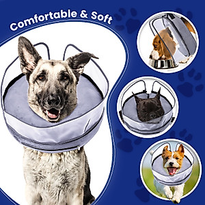 BARKLESS Dog Cone Collar, Inflatable Dog Cone After Surgery for Large Dogs, Soft Dog Cone of Alternative with Enhanced Anti-Licking Guard Shield for Pets, Protective Dog Donut Collar