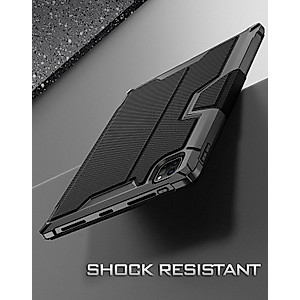 Poetic Explorer Case Designed for iPad Pro 11 Inch 4th Gen 2022/3rd Gen 2021/2nd Gen 2020/1st Gen 2018, Three Layers Tough Stand Cover Case with Built-in Screen Protector and Pencil Holder, Black