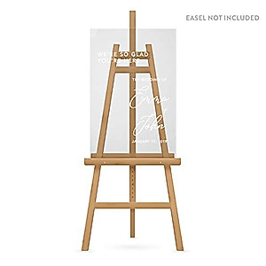 Andaz Press Custom Large Wedding Acrylic Sign, 16 x 24 Inches, So Glad You're Here, Personalized Sign, Welcome Sign for Modern Wedding Theme