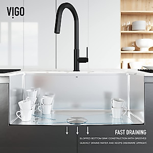 VIGO Mercer 30 inch L x 20 inch W Undermount Stainless Steel Single Bowl Kitchen Sink with Accessories - Kitchen Sink VGR3020CK1
