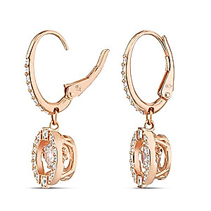 SWAROVSKI Una Pierced Drop Earrings with Dancing Crystal and Matching Pavé on a Rose-Gold Tone Finish Setting, Part of the Swarovski Una Collection