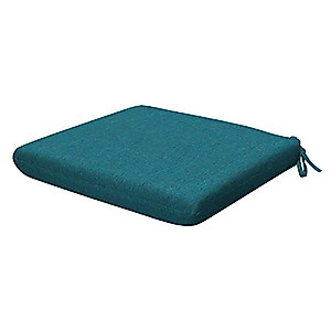 Honeycomb Indoor/Outdoor Textured Solid Teal Universal Seat Cushion: Recycled Fiberfill, Weather Resistant, Comfortable and Stylish Pack of 2 Patio Cushions: 18" W x 17.5" D x 2.5" T