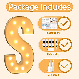imprsv 4FT Marquee Light Up Letters S, Large Light Up Letters for Baby Shower Anniversary Weeding Room Decor, Big Letters for Party Decoration, Letters with Lights, Foam Letters, Kids' Mosaic Kits