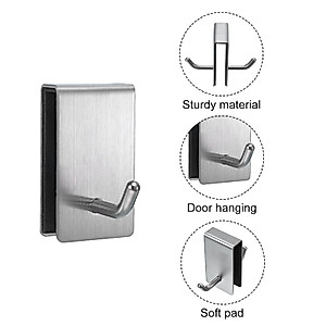 uxcell 4 Pack Shower Door Hook, Double Sided Shower Towel Hooks Over Door Hook for Bathroom Glass Shower Door