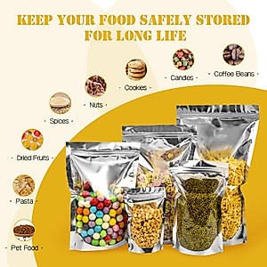 100PCS Resealable Mylar Bags for Food Storage, 5.9'' x 8.7'' Smell Proof Ziplock Bags Freestanding, Aluminum Foil Packaging Pouches Bag for Cookies, Nuts, Tea, Candy - 6.3 Mil