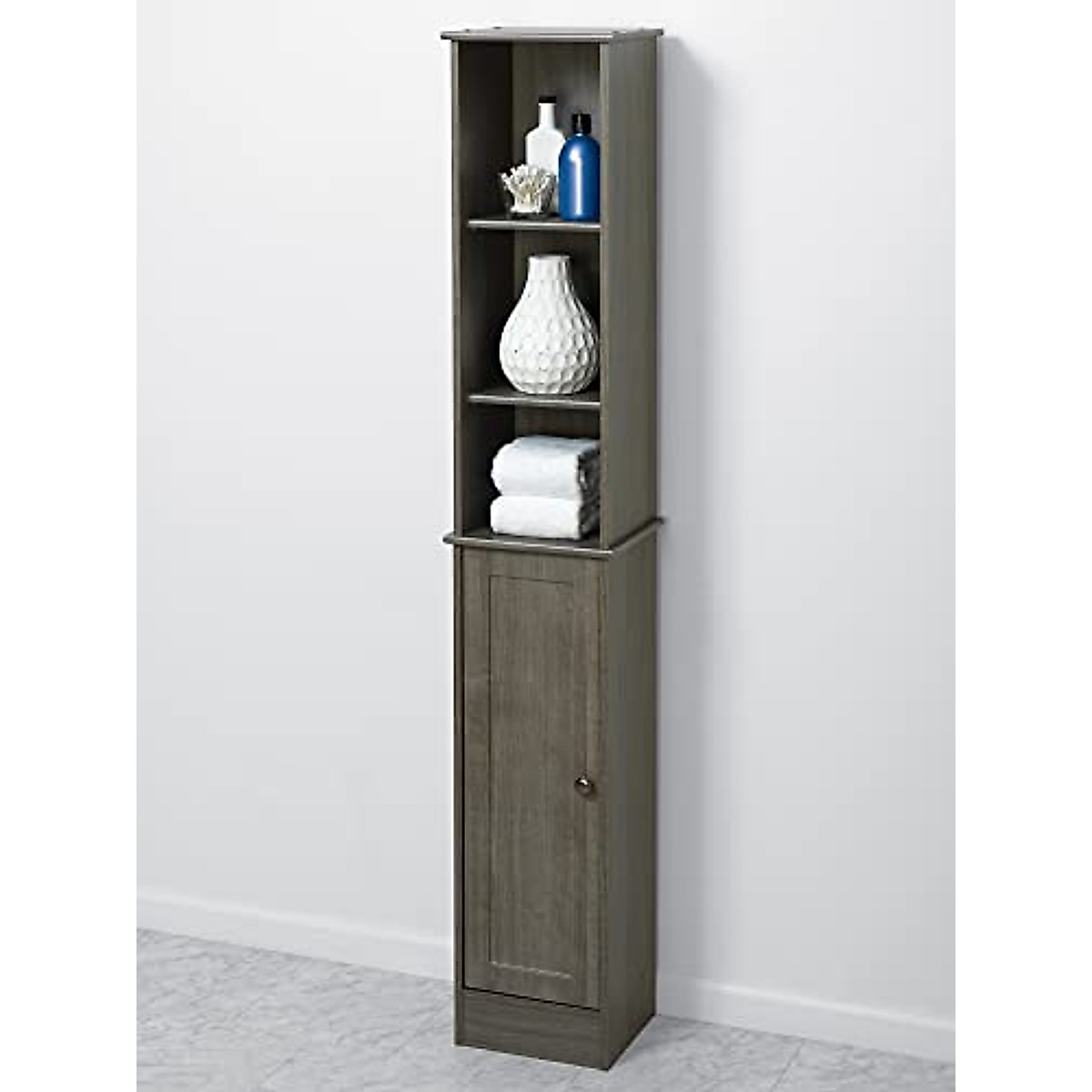 Zenna Home Bathroom Linen Tower, 5-Tier, Bathroom Storage, Gray
