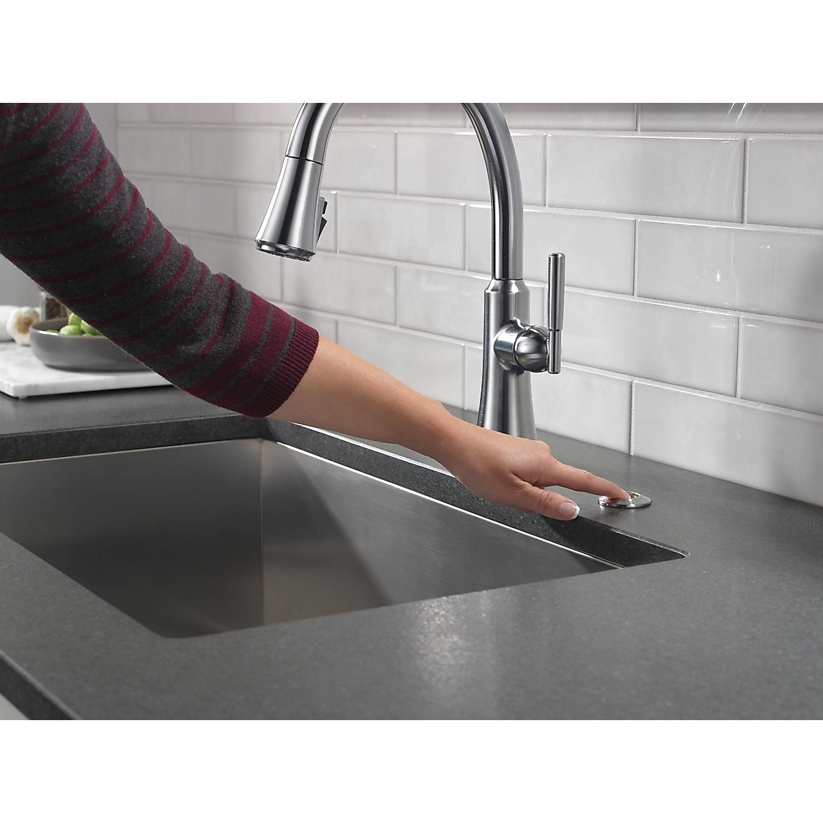 Delta Faucet Air Switch for Disposal Brushed Nickel, Air Switch for Garbage Disposal, Air Switch Kit, Air Switch Button, Arctic Stainless 72050-AR