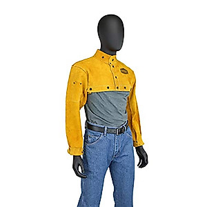 IRONCAT 7000 Cowhide Leather Welding Cape Sleeve - Golden Yellow, X-Large Size Cape Jacket with Heat Resistance. Welding Gears