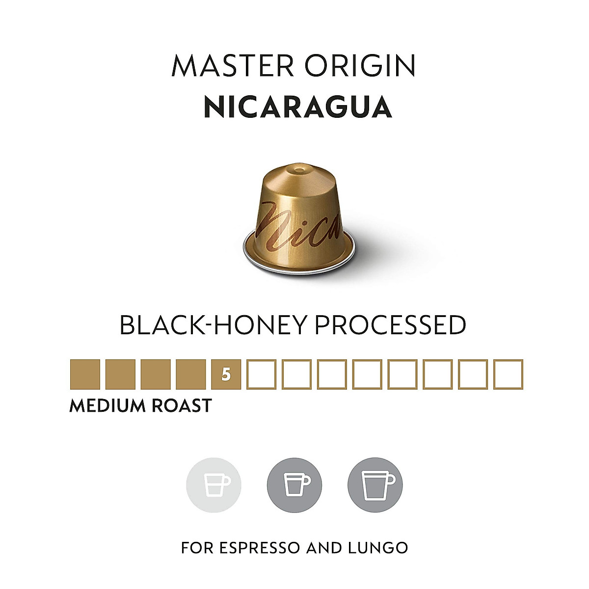 Nespresso Capsules OriginalLine, Nicaragua Master Origin, Medium Roast Coffee, 50 Count Coffee Pods, Brews 1.35oz (ORIGINAL LINE ONLY)