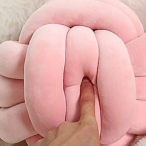 ZANYB Plush Knot Pillow Soft Decorative Throw Ball Pillows Room Decor Sofa Couch Lumbar Cushion Kids Bedroom Decoration, Wine Red, 10.6x10.6