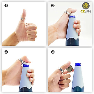 CZ Store Mini Bottle Opener Ring ✮Lifetime Guaranteed✮ Novelty Tool for Removing Soda or Beer Crown Seals & Caps - Stainless Steel with Nickel Finish 3-Pack : 0.79”, 0.87”, 0.95” Sizes