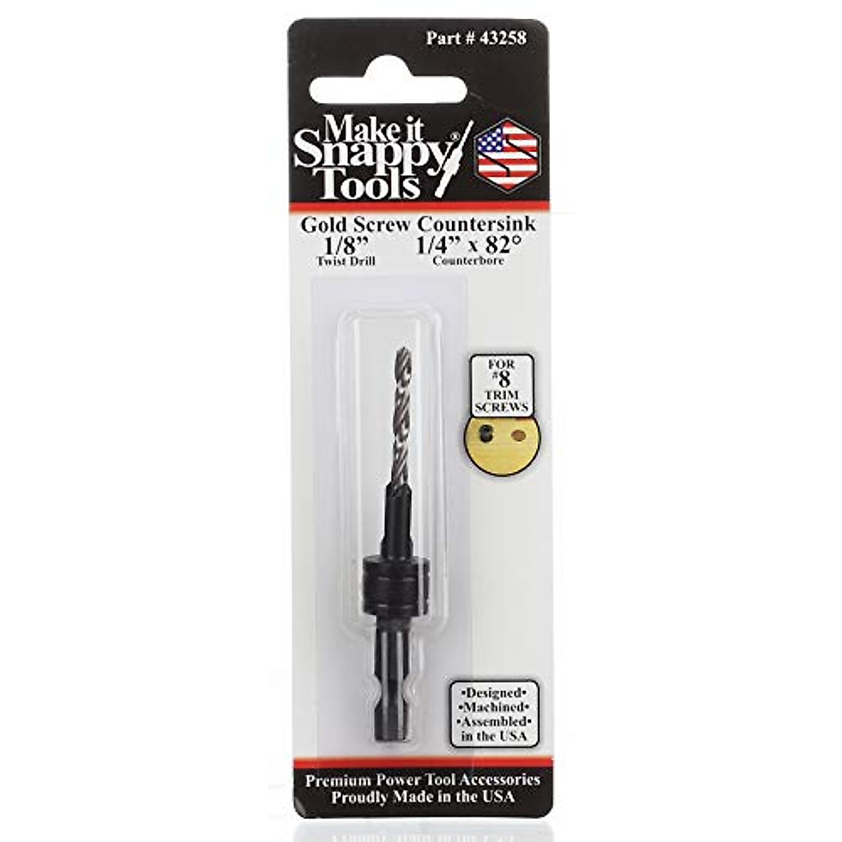 Snappy Tools 1/8 Inch x 1/4 Inch Trim-Screw Countersink #43258