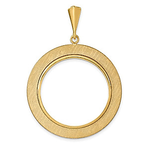 Roy Rose Jewelry Gold Coin Mounting | 1/2 oz. American Eagle, Old US $10 Liberty or Indian | 27mm | Prong Set | Victorian, Ribbon Edge, Wide Frame Pendant Coin Bezels | Solid 14K Gold